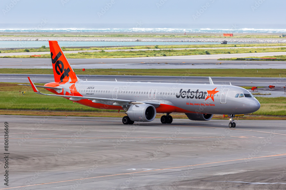 Jetstar Japan Airlines Airbus A321neo airplane at Okinawa Naha Airport ...