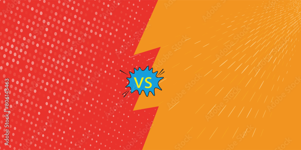 Comic book versus template background, classic pop-art style, battle ...