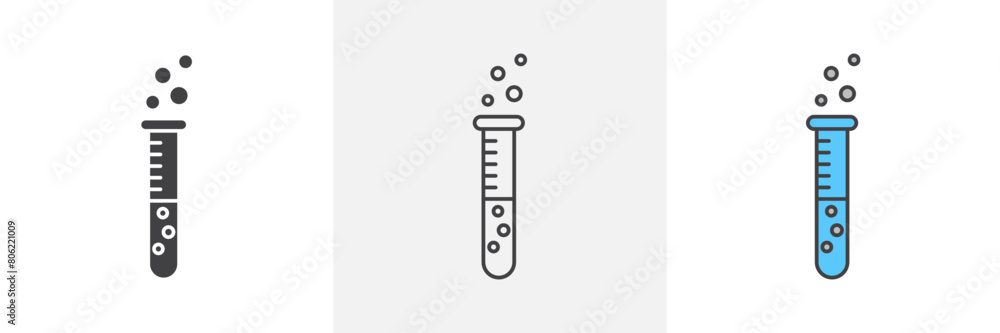 Chemical Research Icon Set. Lab test tube vector symbol. Scientific ...