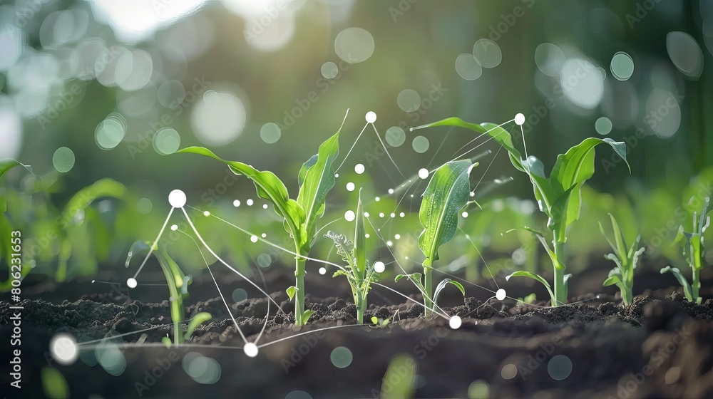 Illustrating smart farming and precision agriculture, depicting the ...