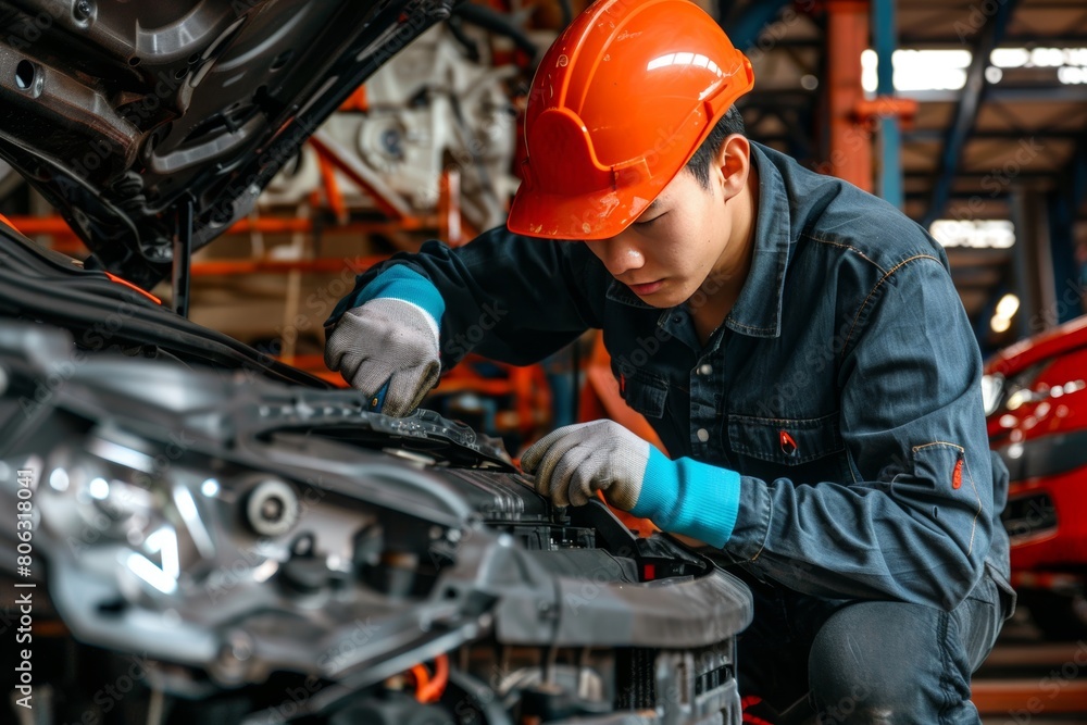 Chinese engineer developing electric vehicle battery module in ev ...