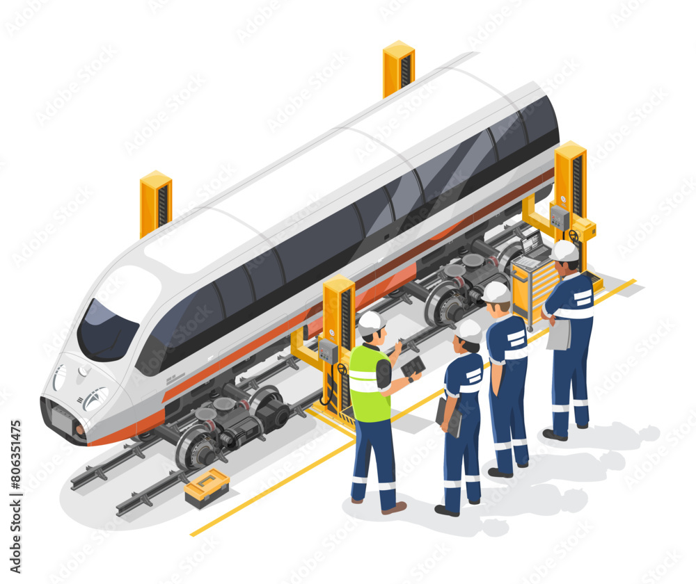 Train maintenance service training career concept Engineer and mechanic ...