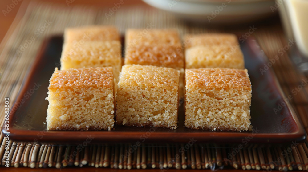 Traditional colombian cuajada cheese and corn bread elegantly displayed ...