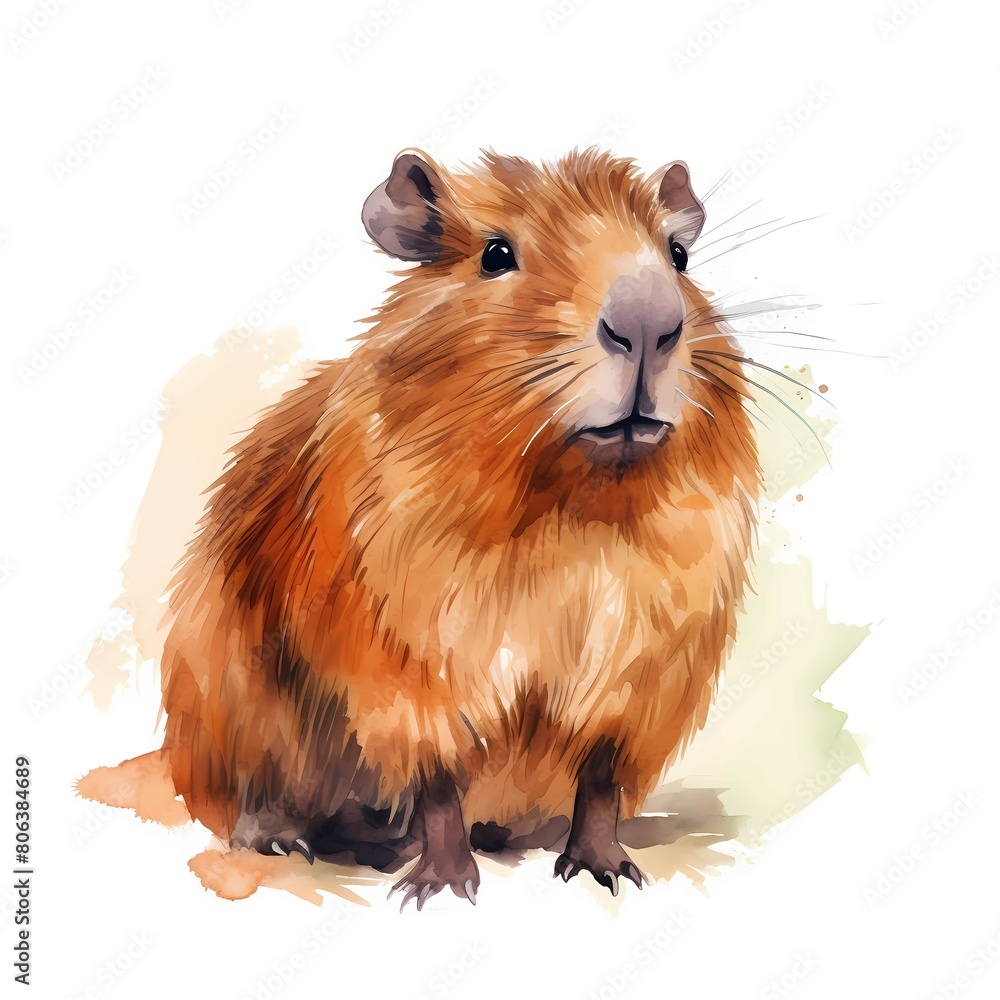 Capybara. Cute capybara clipart. Watercolor illustration. Generative AI ...