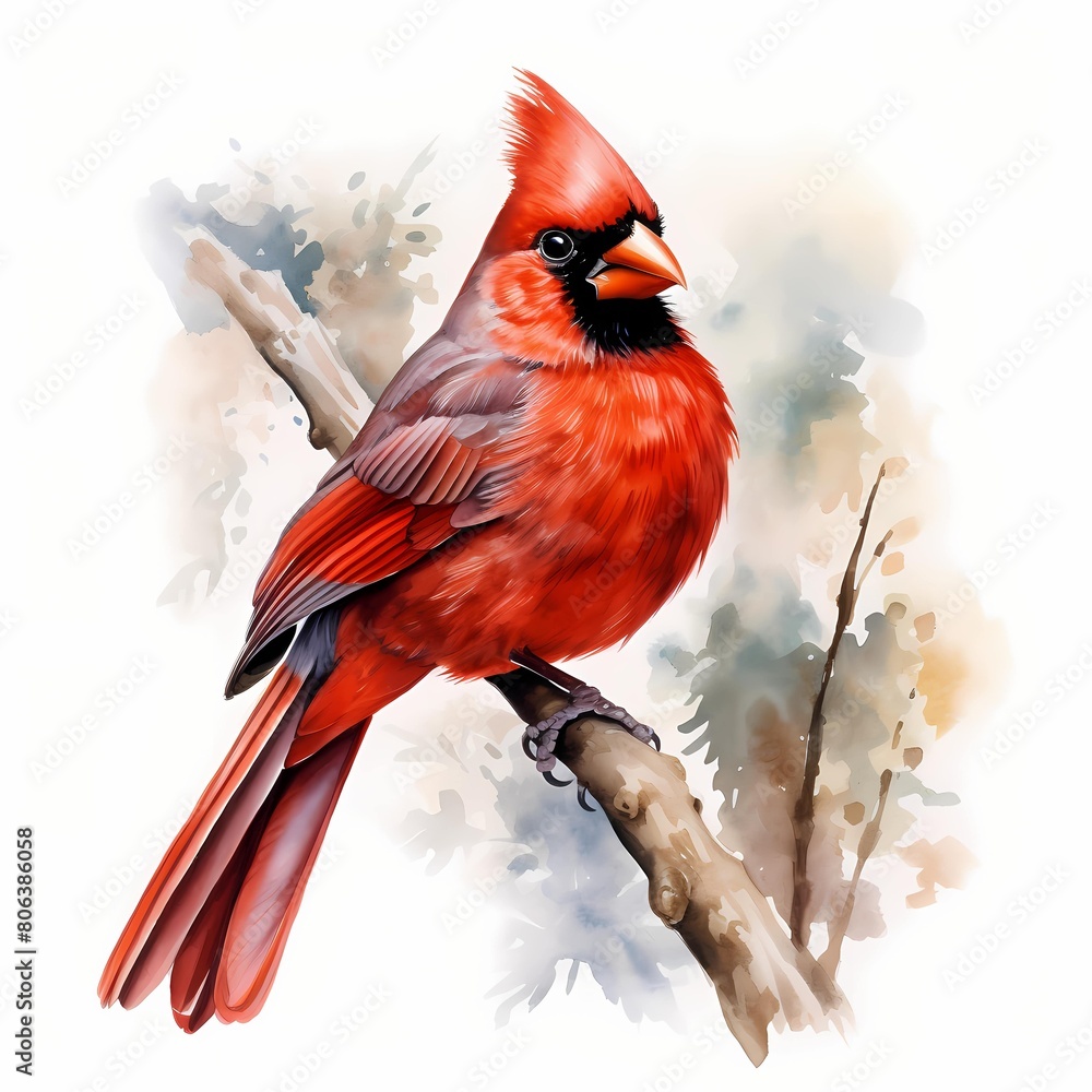 Red cardinal. Cardinal bird clipart. Watercolor illustration ...