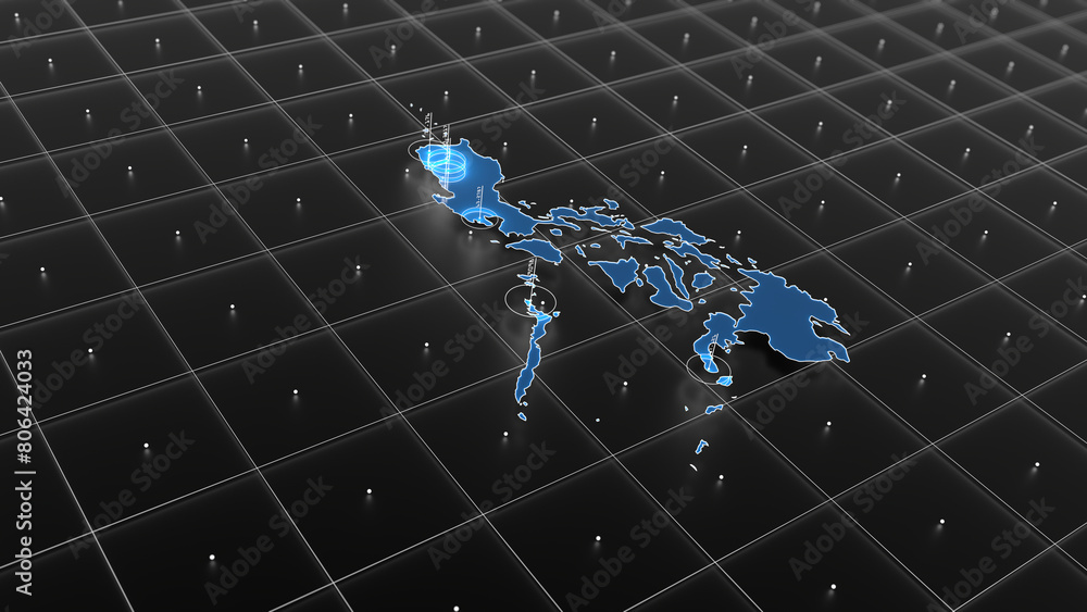Philippines blue map big data visualization. Futuristic infographic map ...