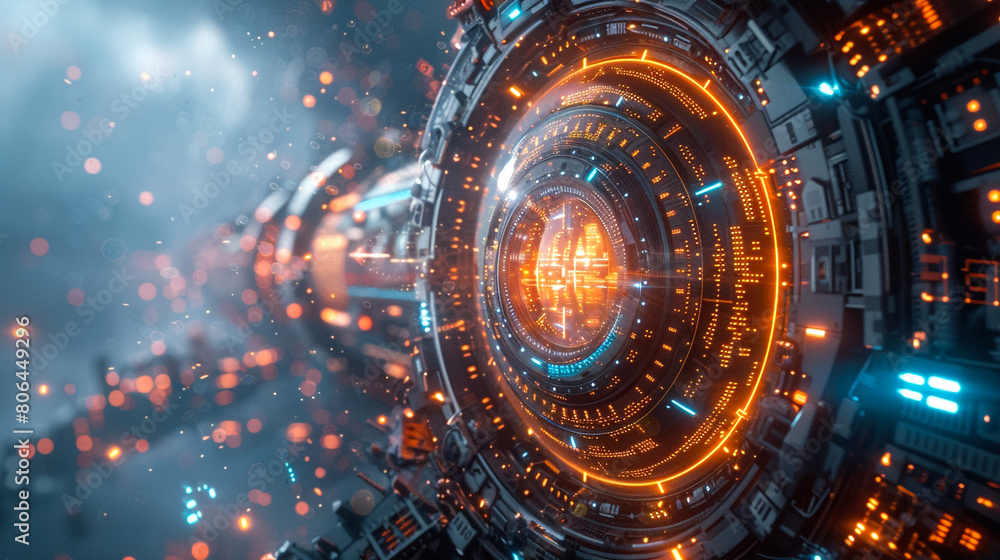 Abstract technology background with futuristic elements and digital ...
