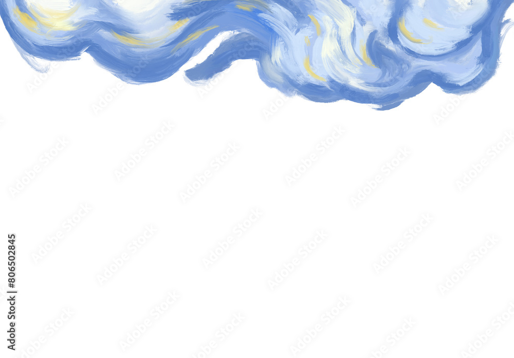 Vincent van gogh style wheat field cloud sky oil painting element windy ...