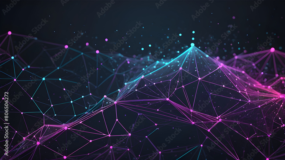 abstract plexus shape technology background with low polygons lines and dots for network digital ...