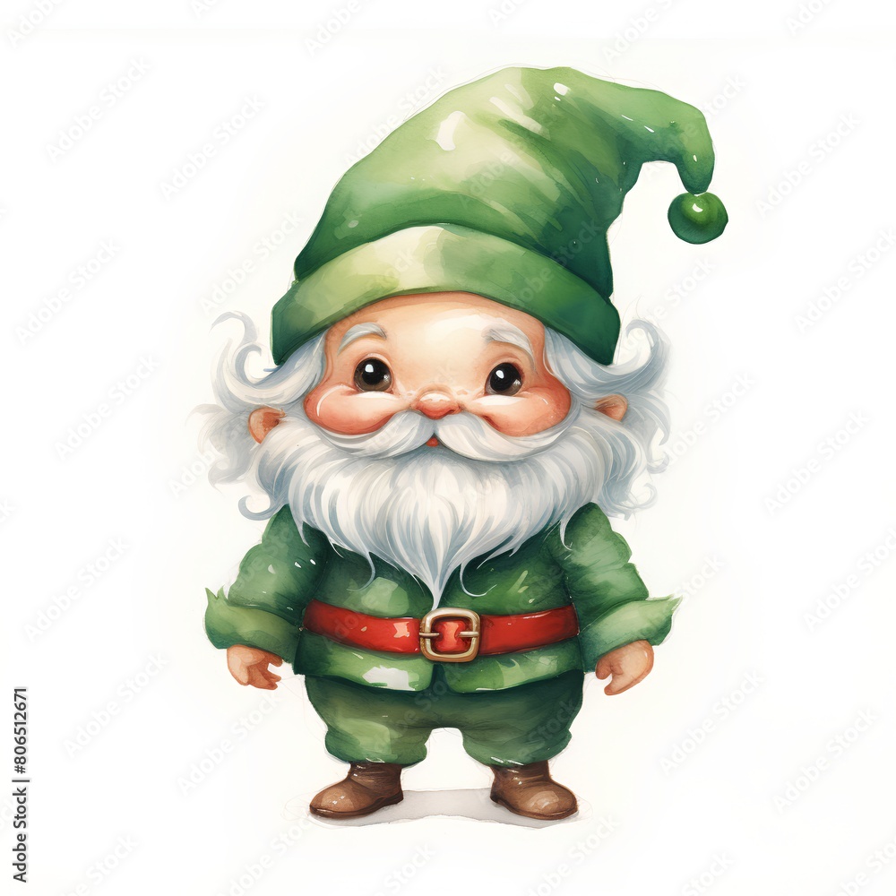 Hand drawn watercolor illustration of a Christmas elf isolated on white ...