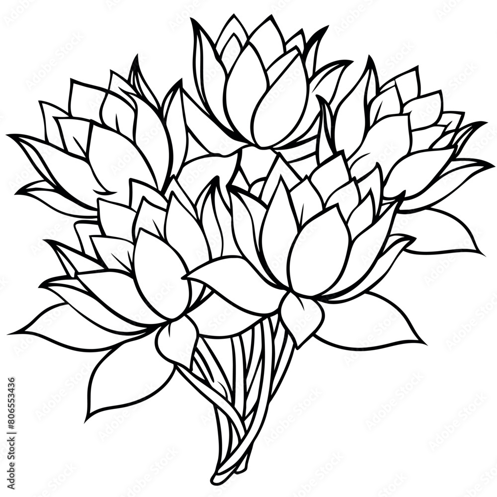 Lotus Flower outline illustration coloring book page design, Lotus ...