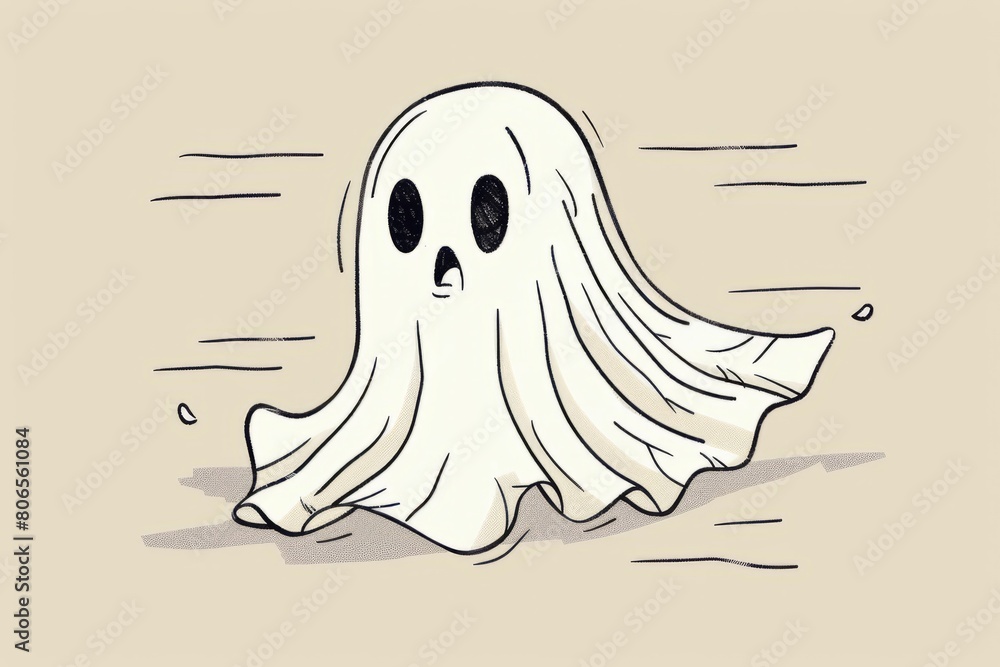 Cartoon cute doodles of a tiny ghost struggling to scare anyone, but ...