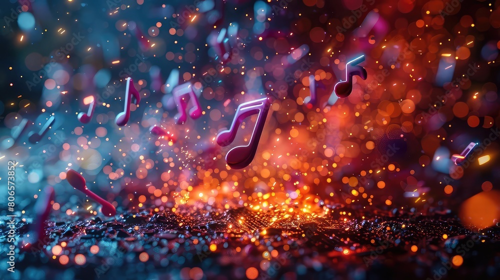Create a seamless loop animation of colorful music notes falling ...