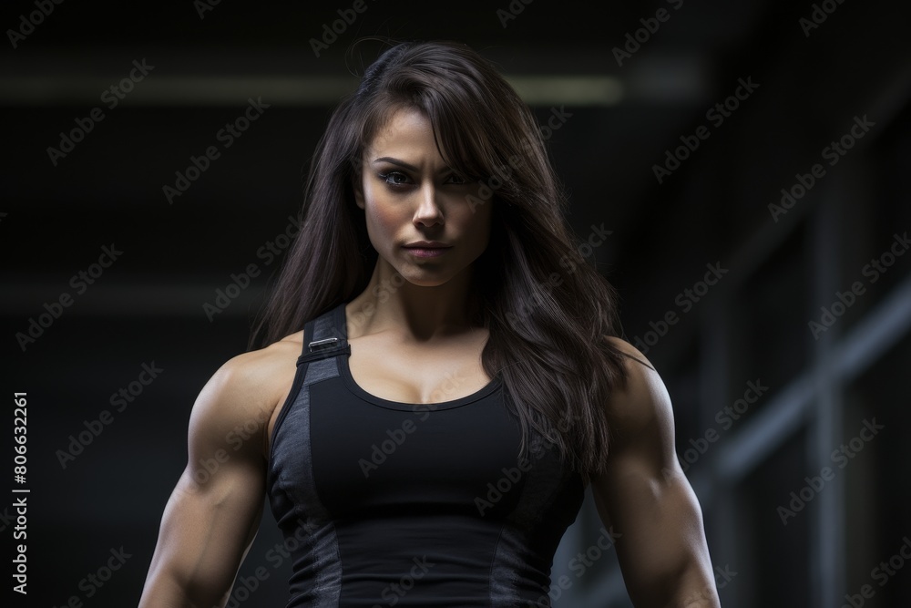 Muscular woman with determined expression Stock Photo | Adobe Stock