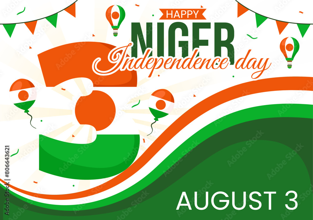 Happy Niger Independence Day Vector Illustration on 3 August with ...