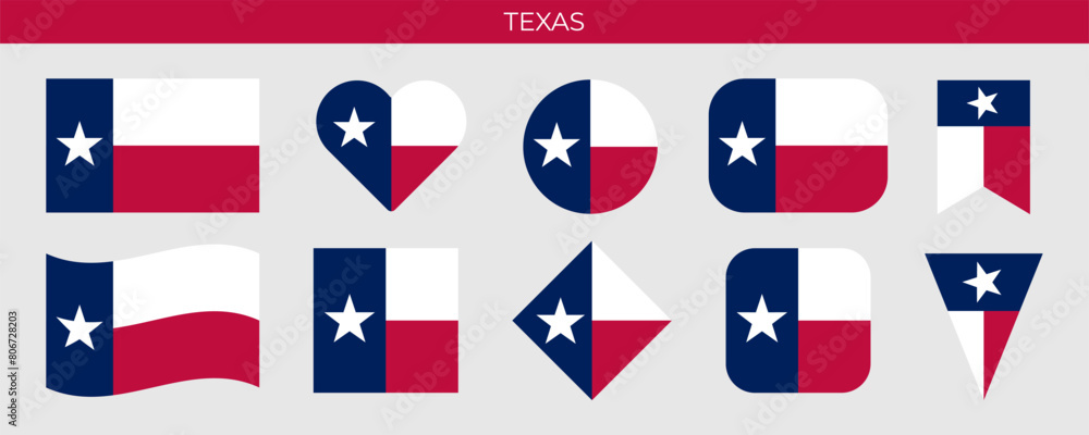 Texas state flag. Texas flag in different shapes. Vector illustration ...