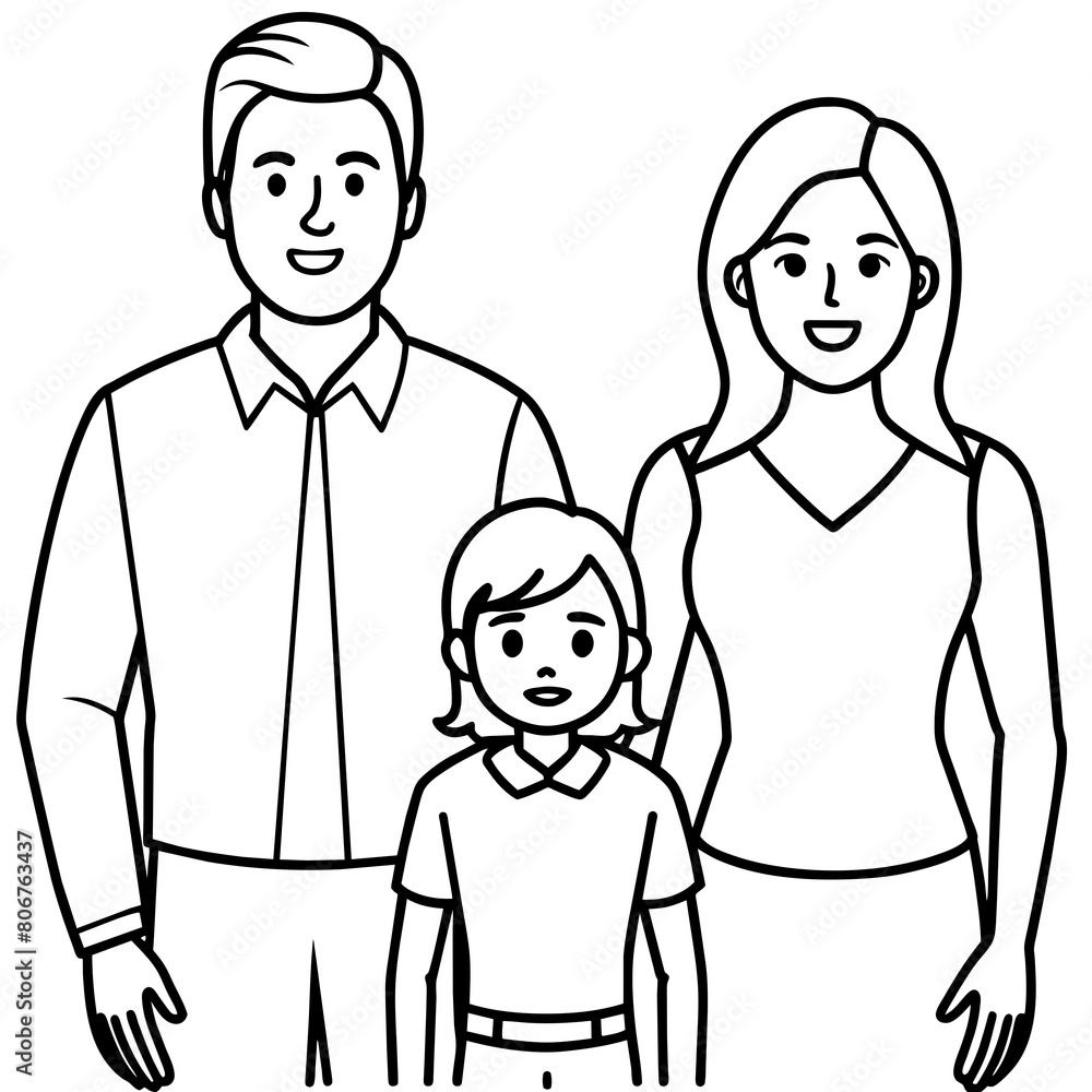 Family Line art vector Illustration Stock Vector | Adobe Stock