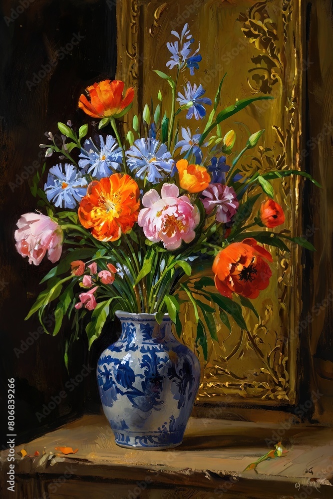 ภาพประกอบ Stock A sumptuous floral arrangement of the 1580s Dutch style ...