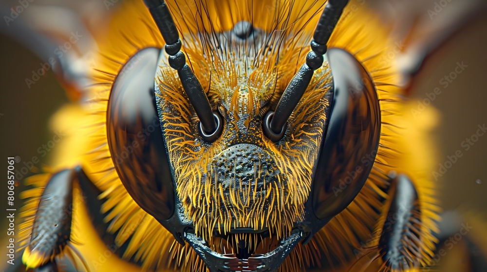 Extreme Close-up Hyperreal Portrait of a Bee's Intricate Facial ...