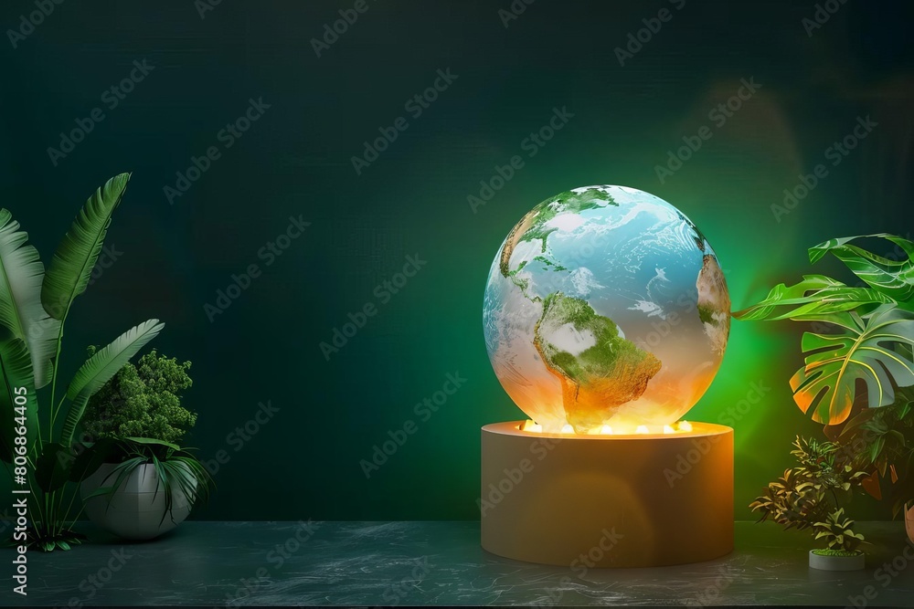 3D model of a vibrant multicolored Earth, rotating on a digital display ...