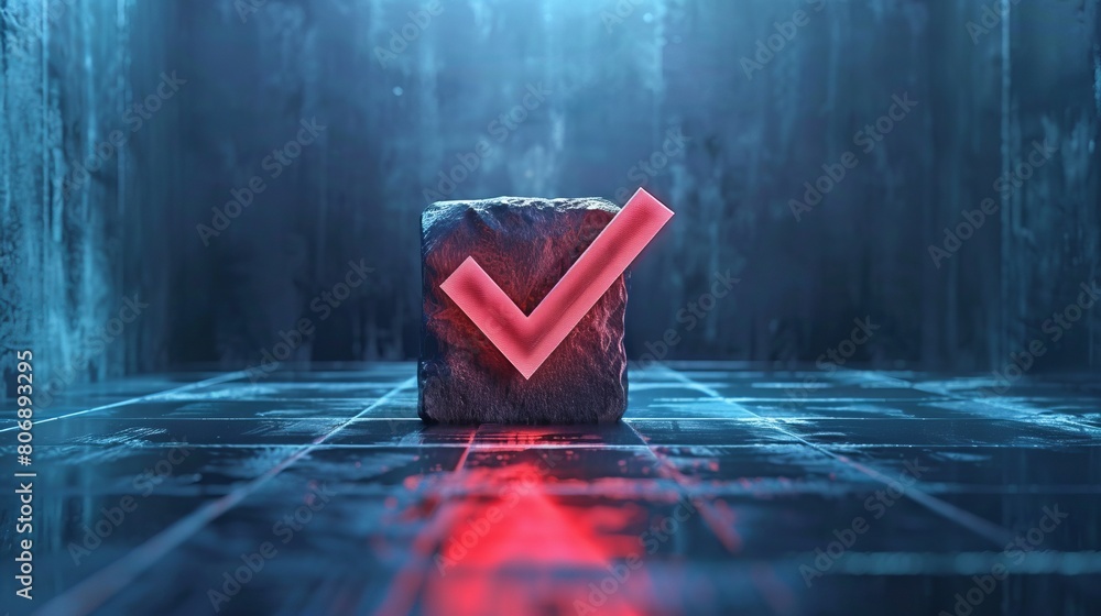 3D rendered red cross check mark icon on a negative checklist background Stock Illustration ...