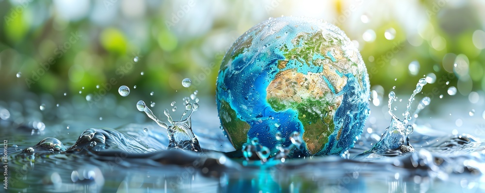 Global water awareness concept with a digital infographic on water ...