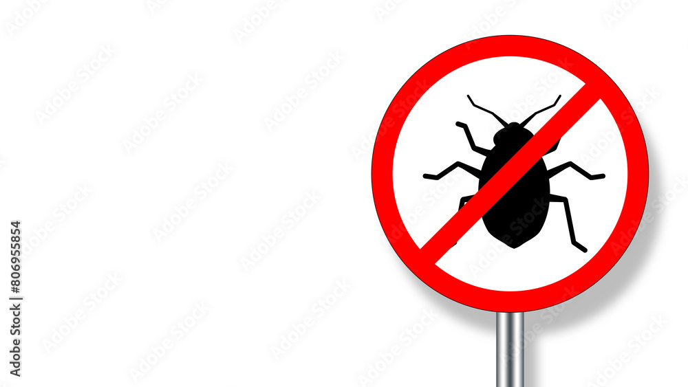 Ilustrace Stop ticks sign. Silhouette of flea is crossed out in red ...