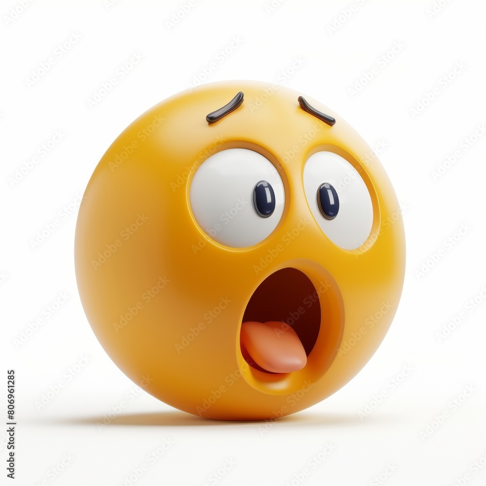 Astonished Surprised Emoji in 3D, Intense Shocked Expression on a Clean ...