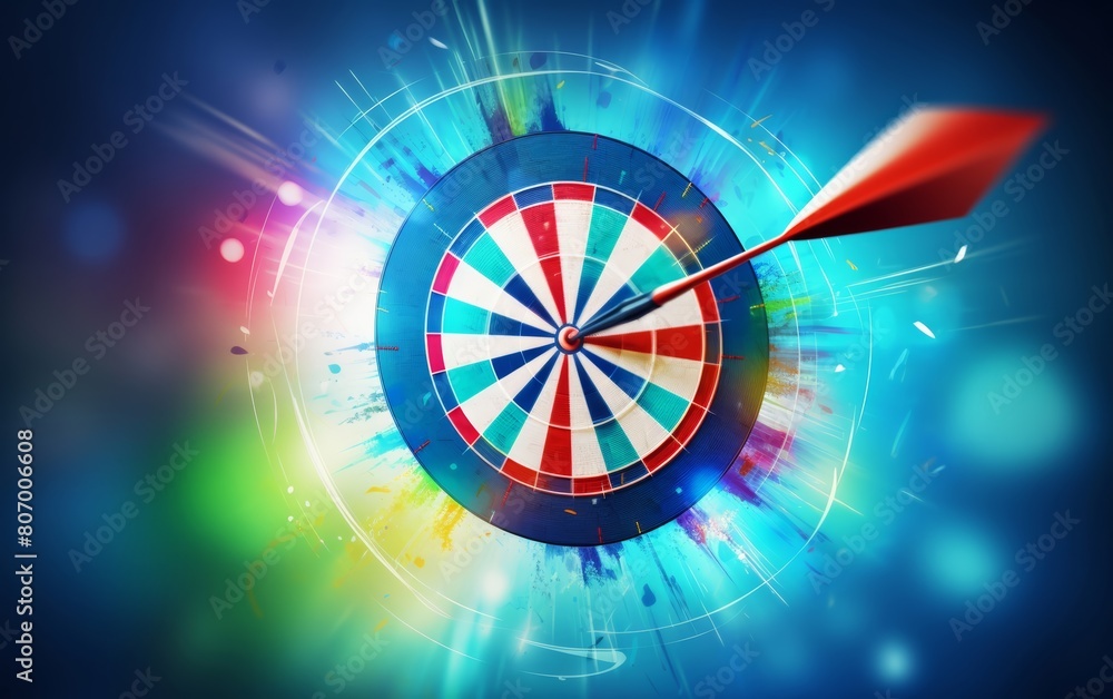 an abstract target background, where a dart pierces the bullseye ...