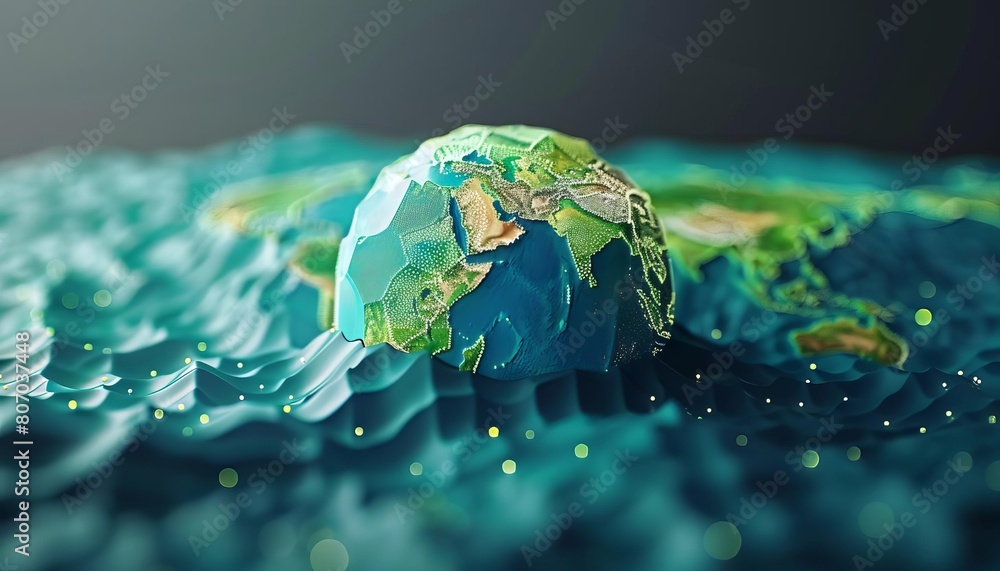 Interactive 3D globe showing decreasing carbon levels, tech-driven ...