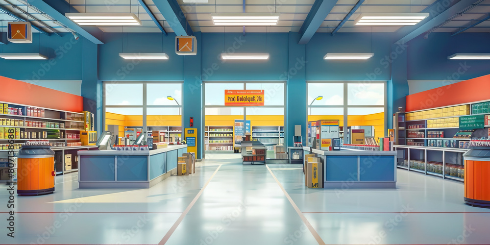 Food delivery dispatch area floor showing a designated area for ...