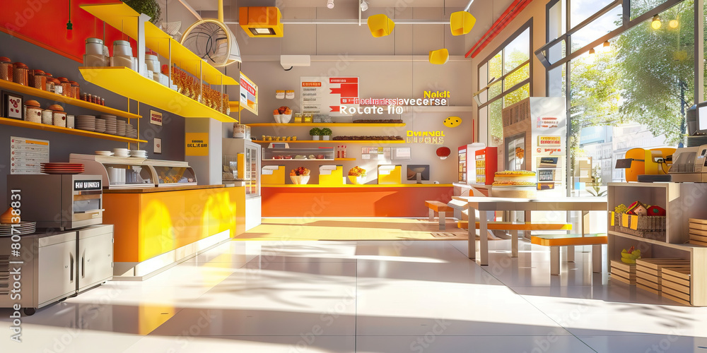 Food delivery dispatch area floor showing a designated area for ...