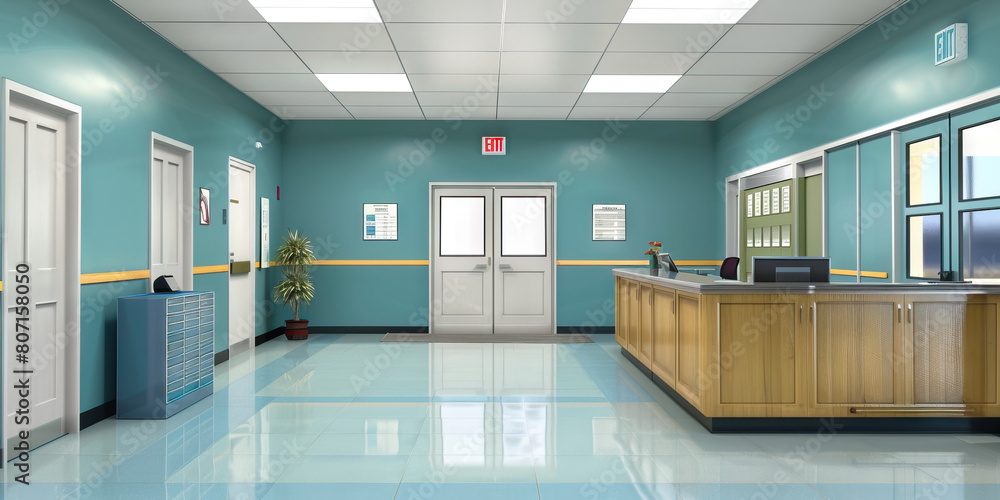 Administrative Office Floor: Showing desks, filing cabinets, reception ...