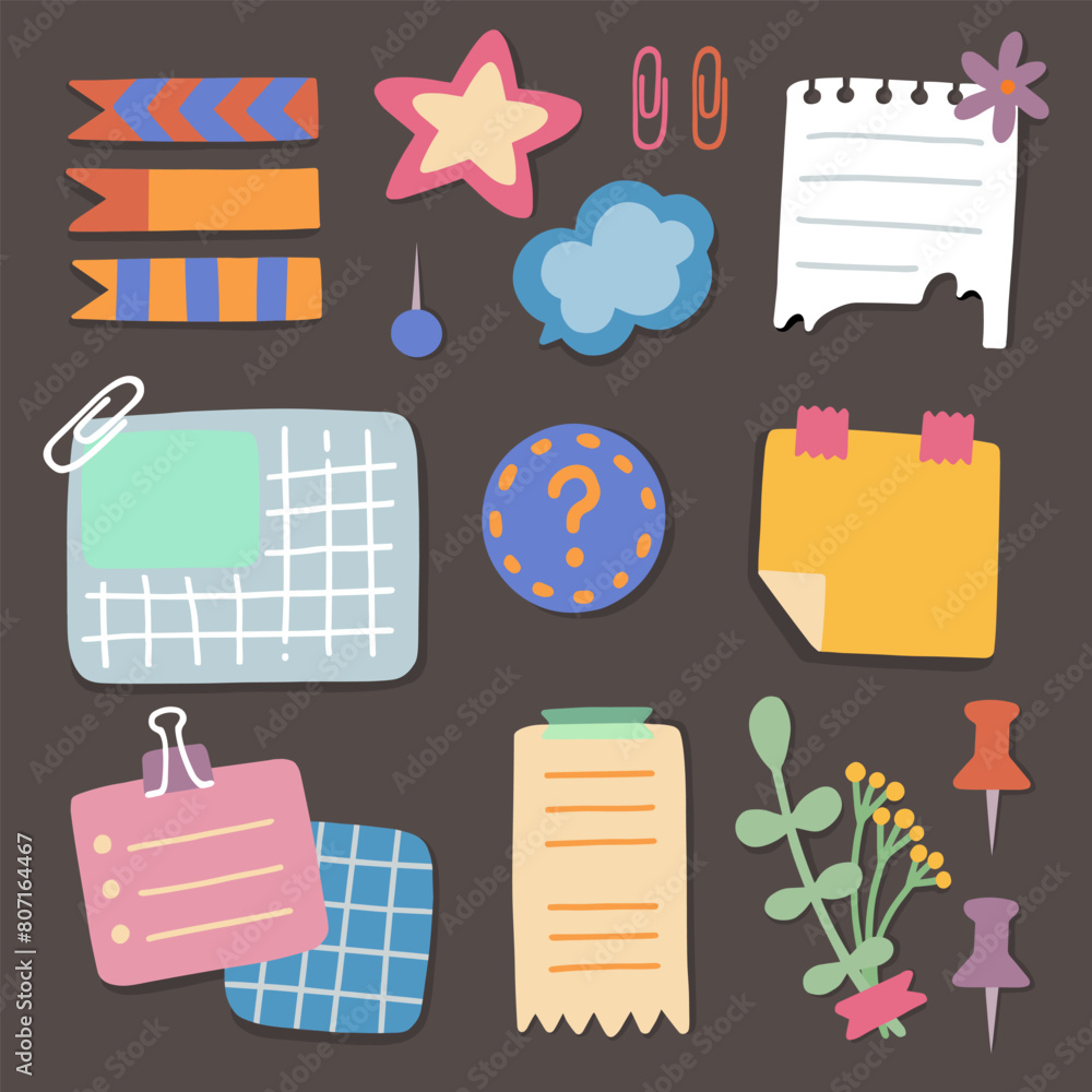 Vector cute task planners, cartoon paper sticky notes. Separate to do ...