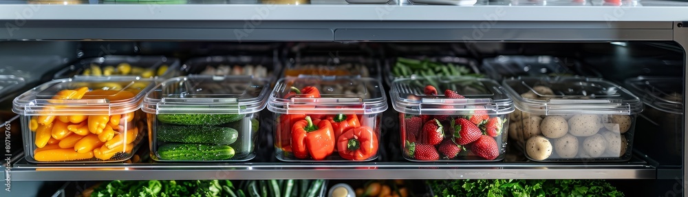Refrigerator with organized and labeled containers, Promoting proper ...