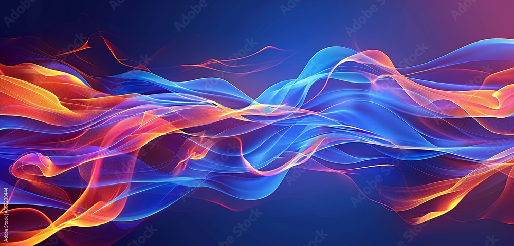 Bright cobalt blue abstract waves with a flame motif great for a lively ...