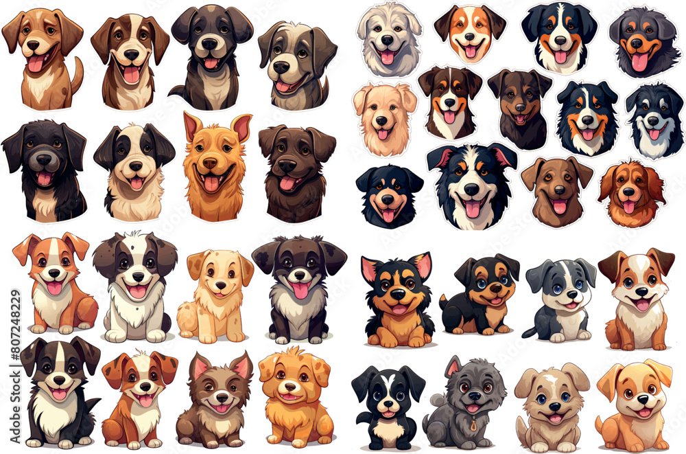 Stock-Vektorgrafik „Printable cute pets dog animal clipart bundle and ...