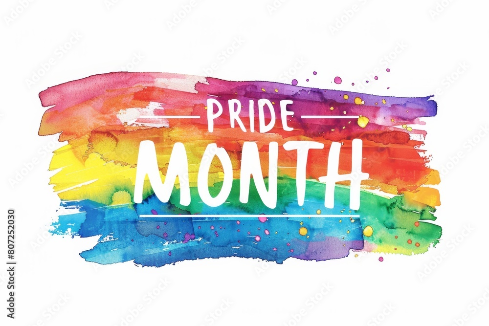 Pride Day themed rainbow and watercolour logo with the text "PRIDE ...