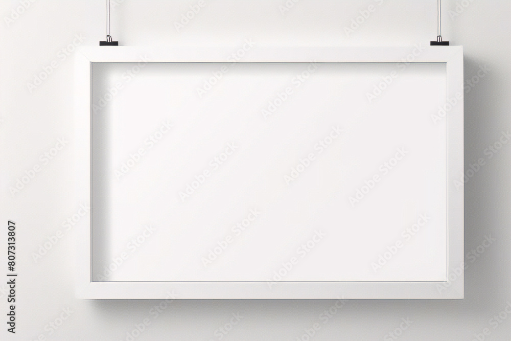 Moldura branca apoiada no chão branco na maquete interior. Modelo de ...