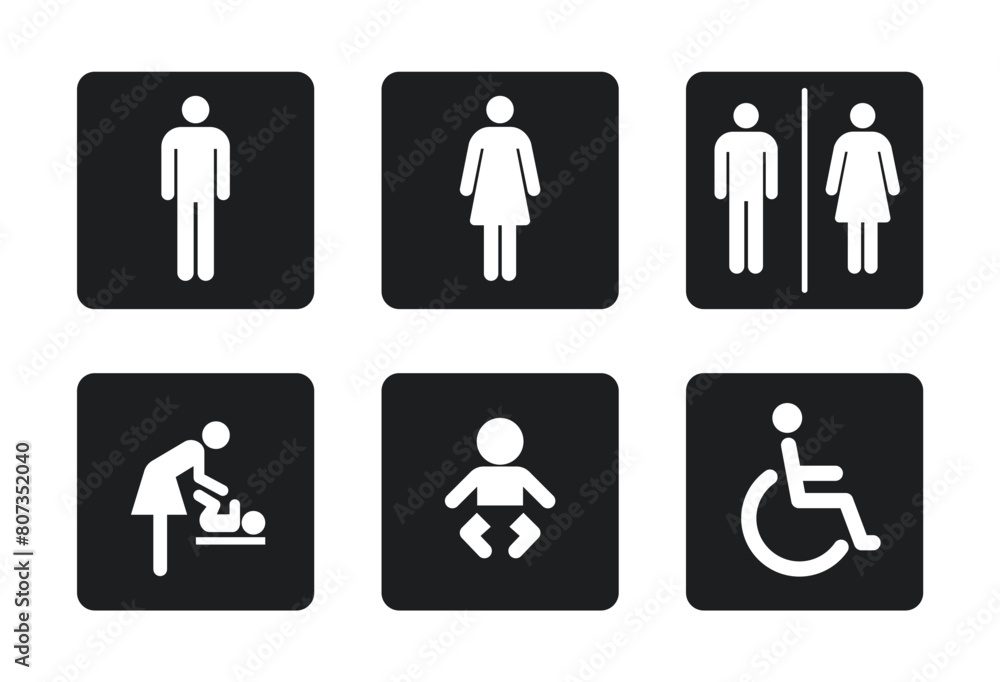 simple common restroom baby change table room disabled symbol icon sign ...