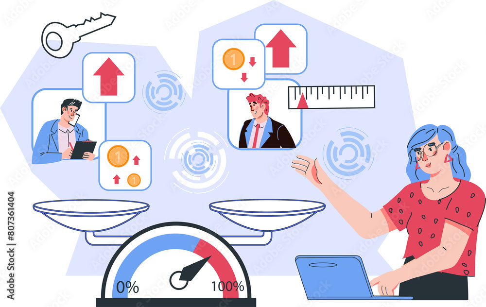 KPI performance indicator with management team improving business ...