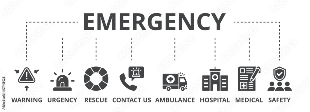Emergency concept icon illustration contain warning, urgency, rescue ...