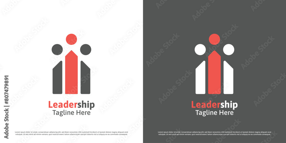 Work leader logo design illustration. Silhouettes of people workers ...