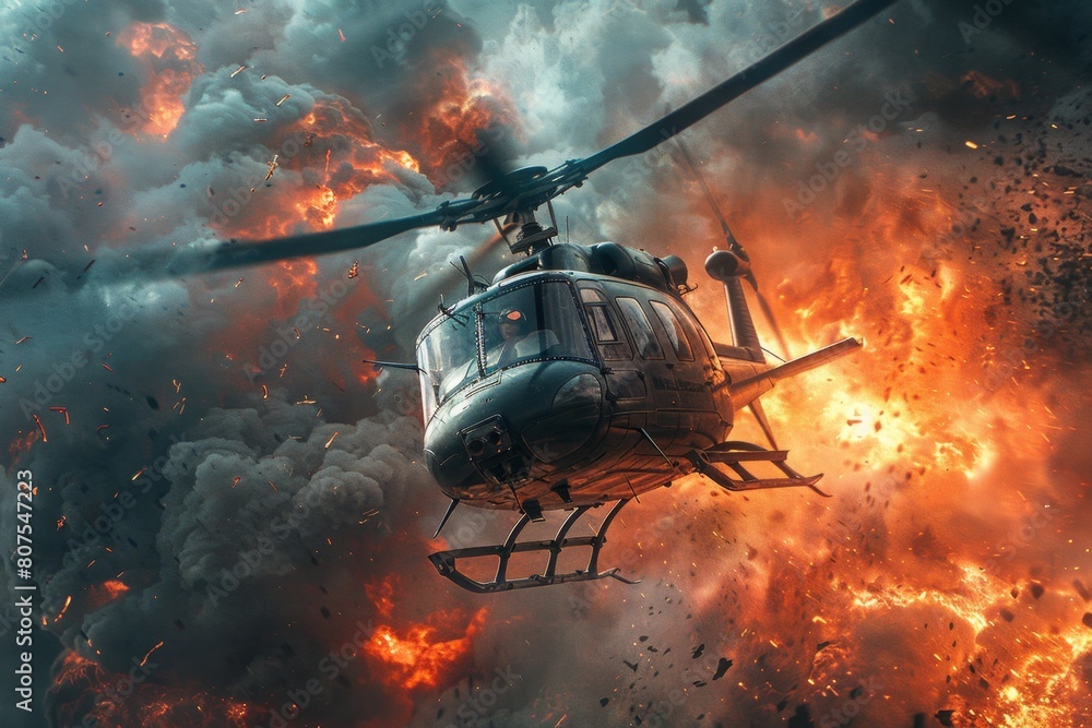 ภาพประกอบ Stock helicopter in flight crush (chopper)，Dramatic ...