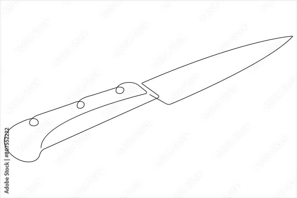 Continuous one line art drawing of knife outline vector illustration ...