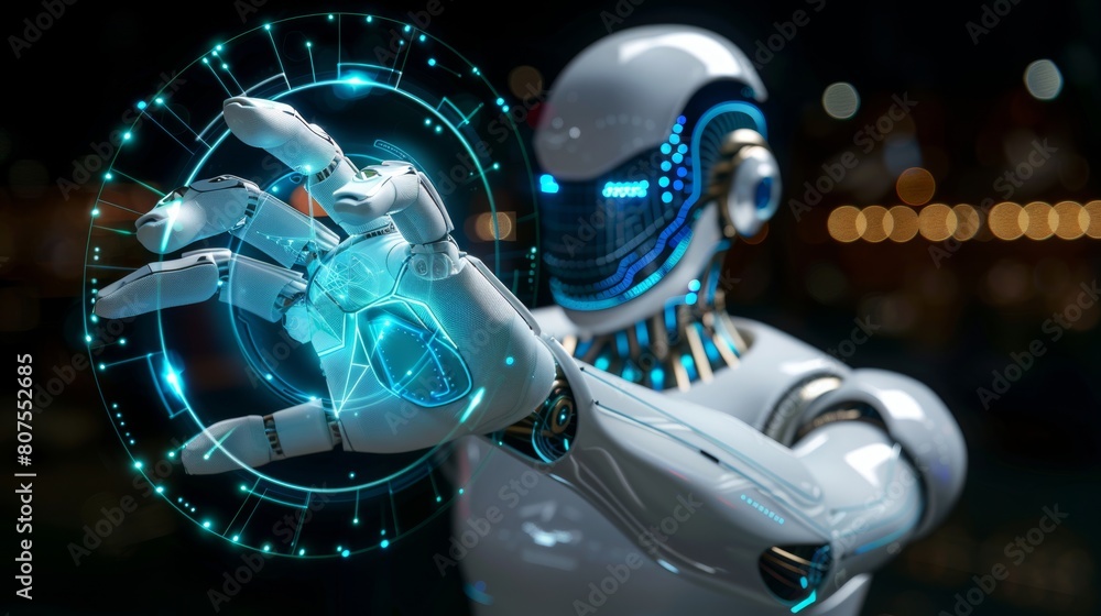 Dynamic vector artwork agile robot with outstretched robotic arms ...