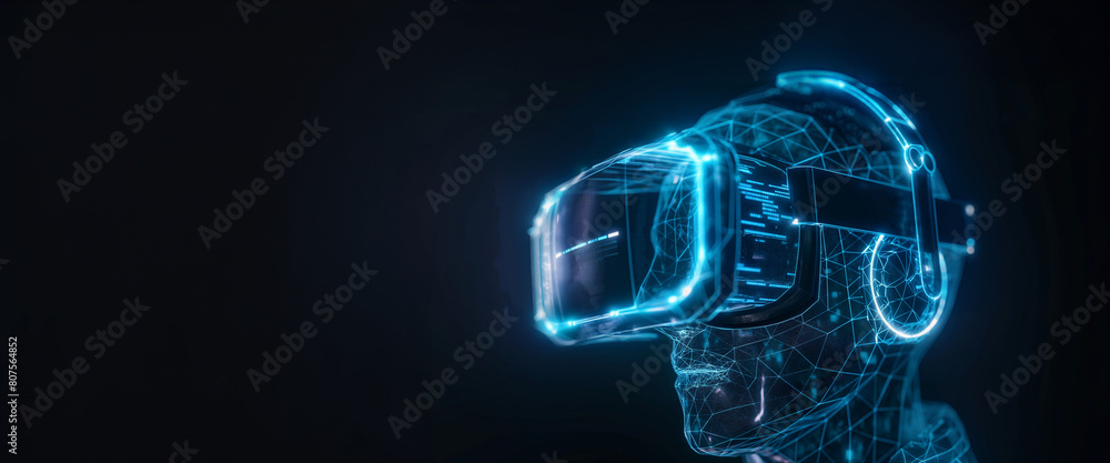 Virtual reality VR technology headset, artificial intelligence testing ...