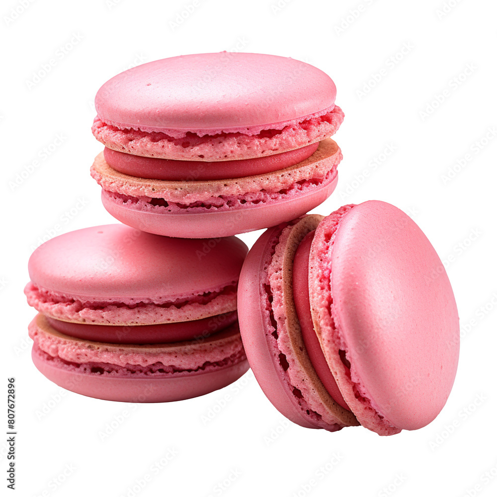 French pink macarons isolated on transparent background Stock Photo | Adobe Stock