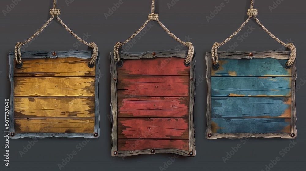 Ilustración de Stock Realistic signboards with wood texture, banner ...
