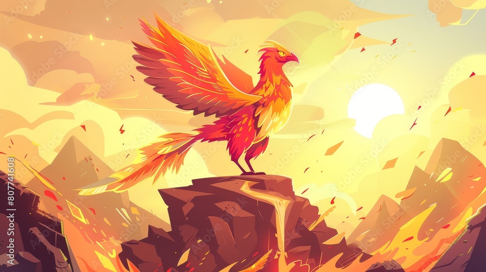 Symbol of rebirth and a fairy tale animal. An illustration of a phoenix ...